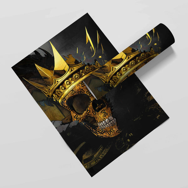 Bitcoin Skull King Print | Crypto Skeleton Wall Art - Thedopeart