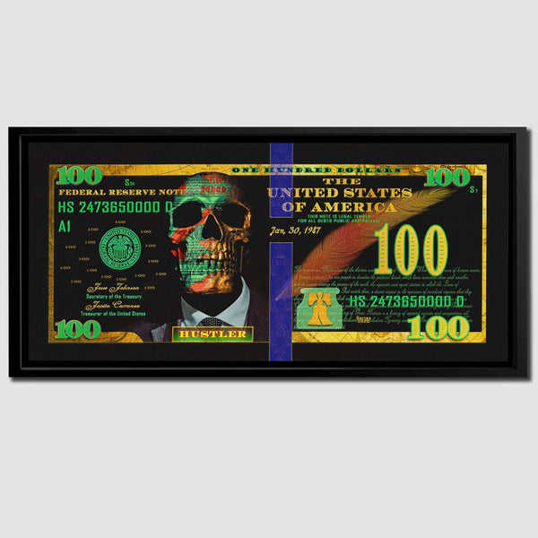 Money Skull 100 Dollar Bill - Office Motivational Wall Art - Thedopeart