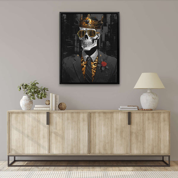 Skeleton King Painting: Urban King - Macabre Wall Art - Thedopeart